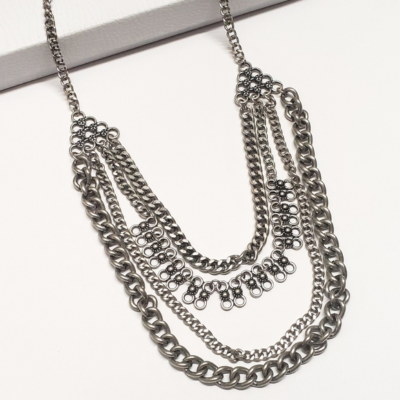 Jewelry | Unique Silver Floral Multi Strand Chain Necklace | Poshmark
